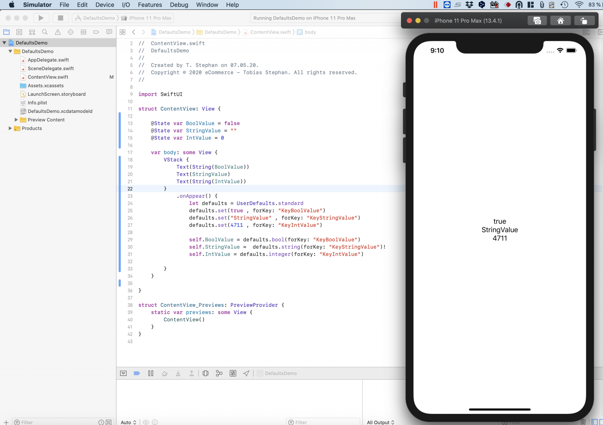 SwiftUI Userdefaults Beispiele – eCommerce – Tobias Stephan