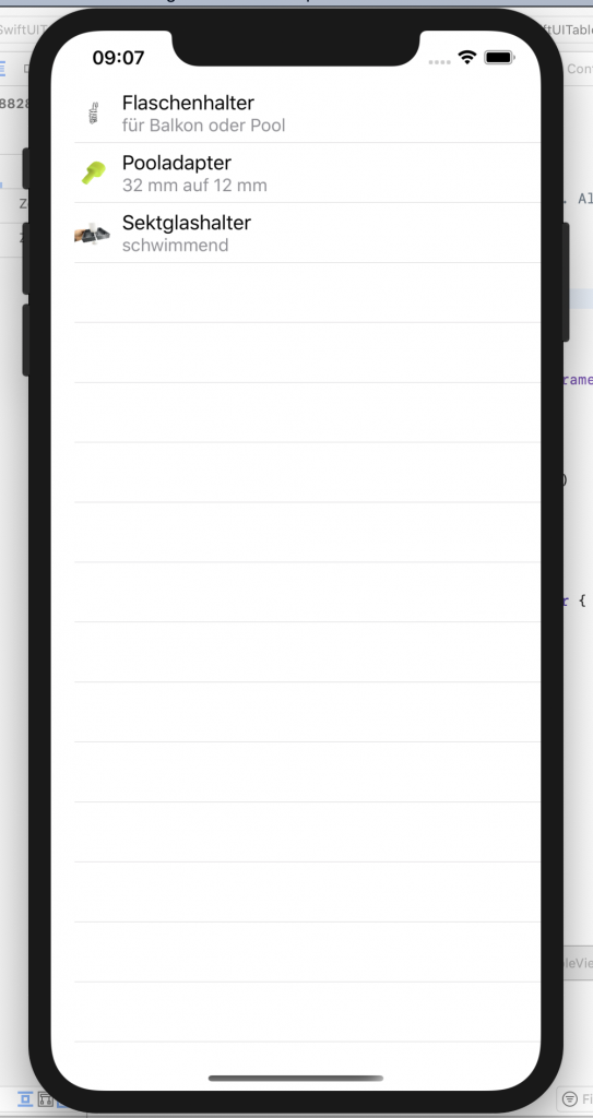 SwiftUI TableView ListView Example Sample Code Project ECommerce 